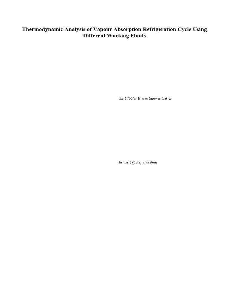 Thermodynamic Analysis of Thermodynamic Analysis of Vapour Absorption ... Thermodynamic Analysis of Thermodynamic Analysis of Vapour Absorption ...