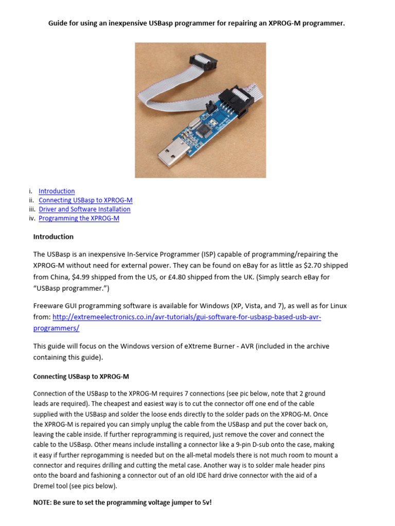 USBasp Guide for XPROG-M Repair | PDF