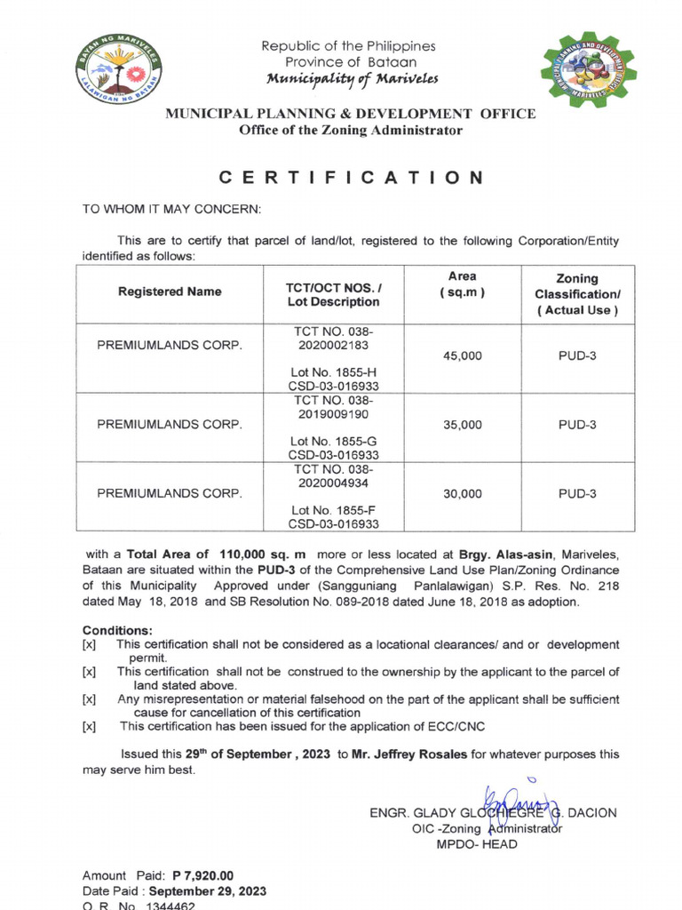 Zoning and No Objection Certificates - 13a11009 442c 4f70 8bcb ...