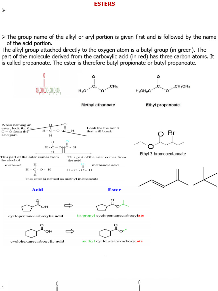 Sch 305 Lecture v Esters | PDF | Ester | Hydrolysis