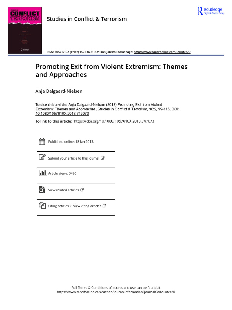 Promoting Exit From Violent Extremism Themes and Approaches | PDF ...
