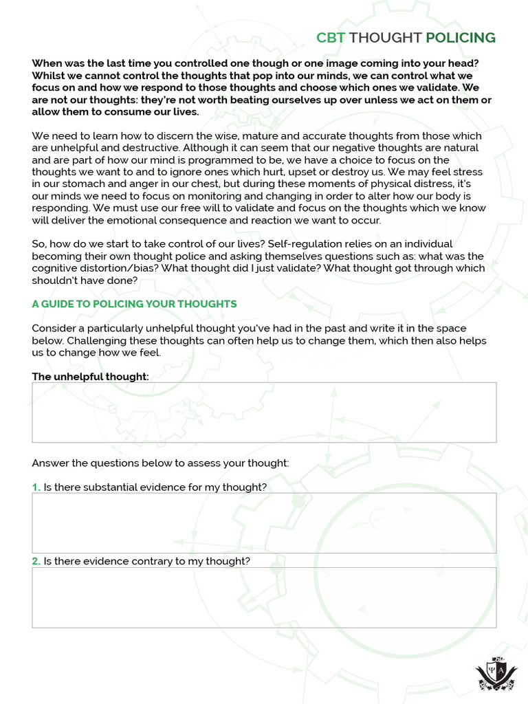 CBT+Thought+Policing | PDF | Thought | Emotional Self Regulation