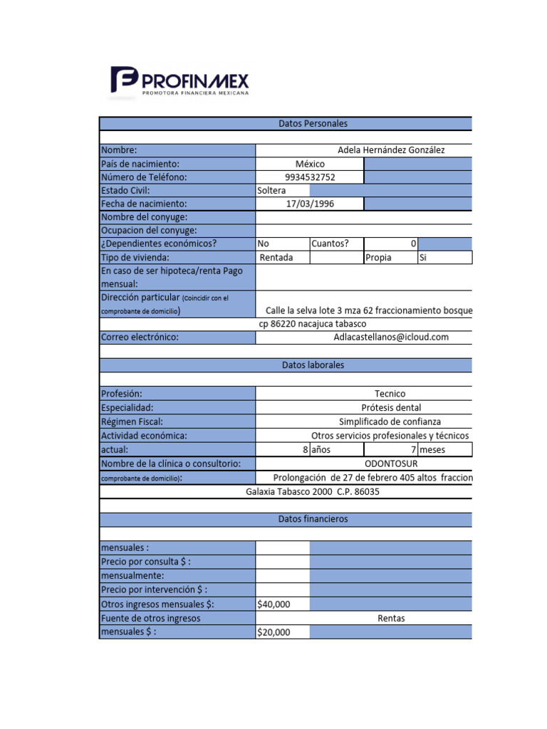 Formulario Solicitud | PDF