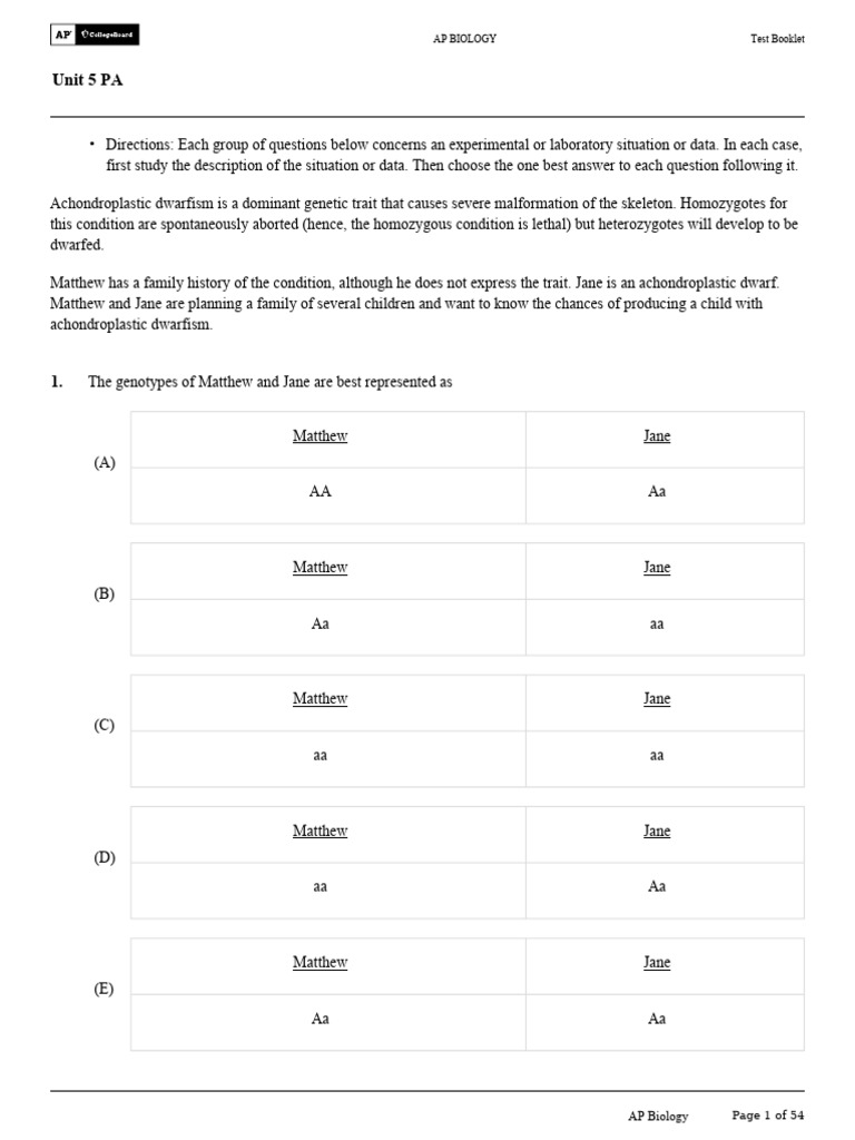 AP Biology Grey Module Questions Booklet | PDF | Dominance (Genetics ...