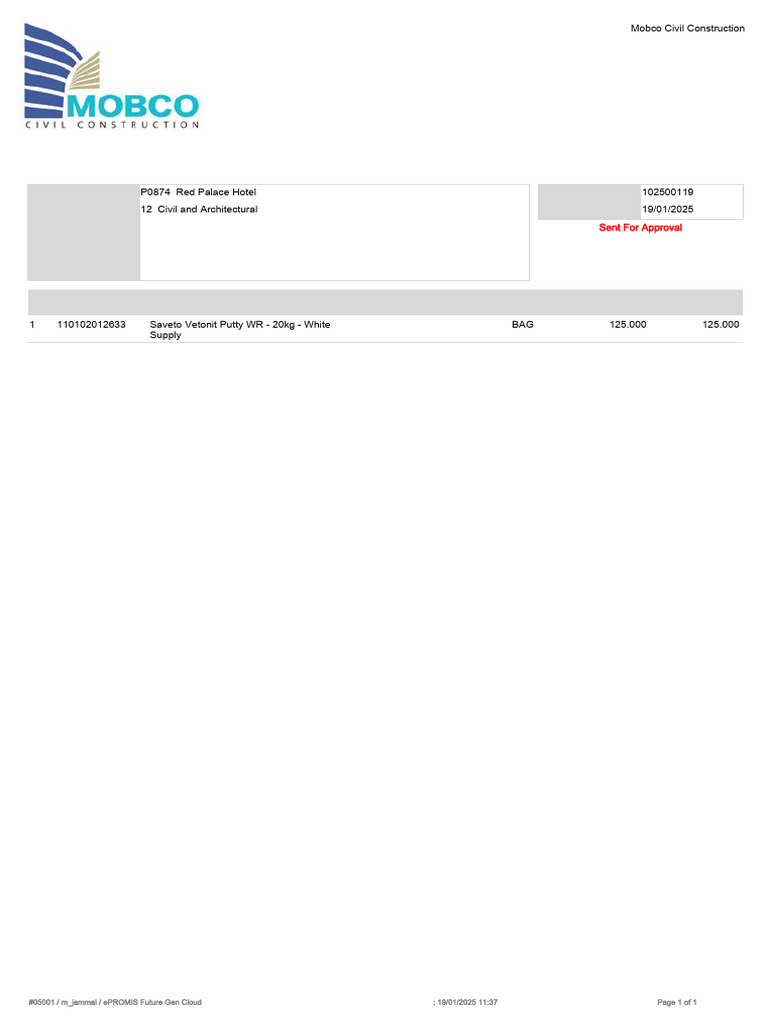 Report (Saveto Vetonit Putty WR 20 Kg) | PDF