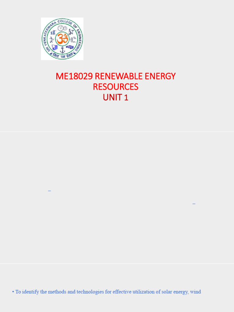 UNIT- I- Solar Energy | PDF | Solar Energy | Renewable Energy