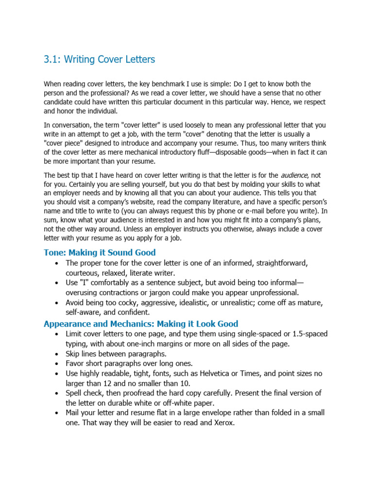 3.1 Writring Cover Letters | PDF