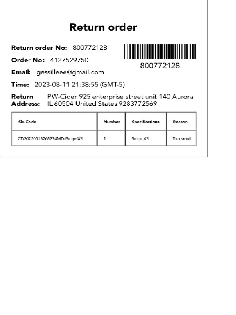 Return Order 2 | PDF