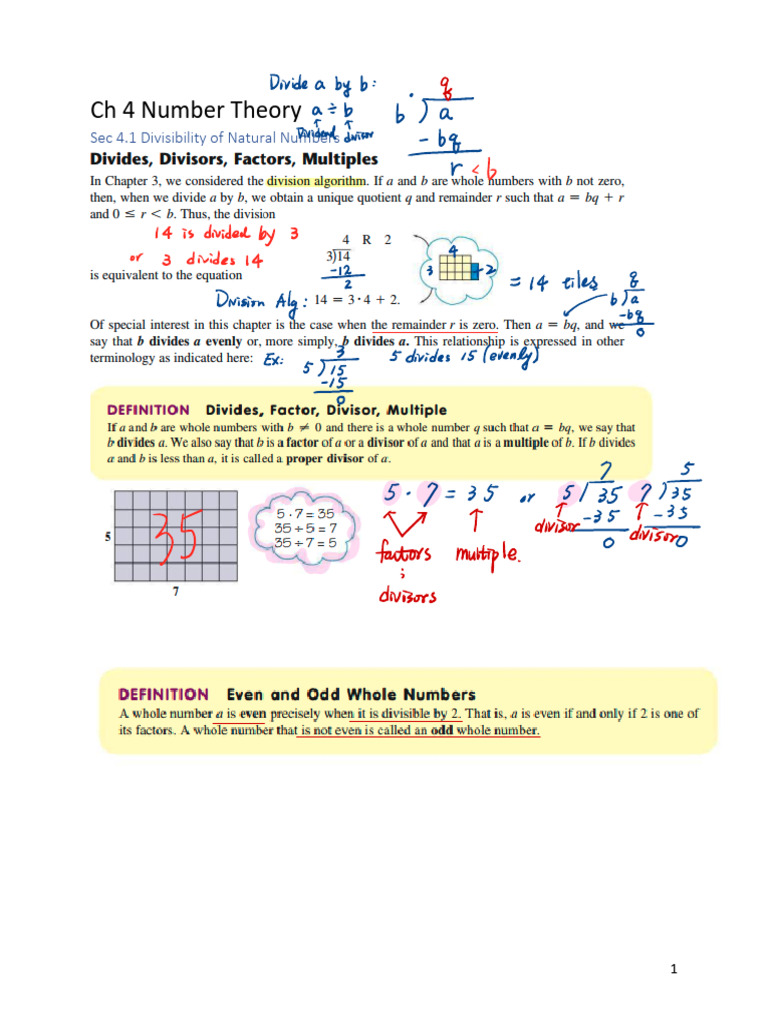 Copy of Copy of Math 1100_ Ch 4 Number Theory | PDF | Algebra | Discrete Mathematics