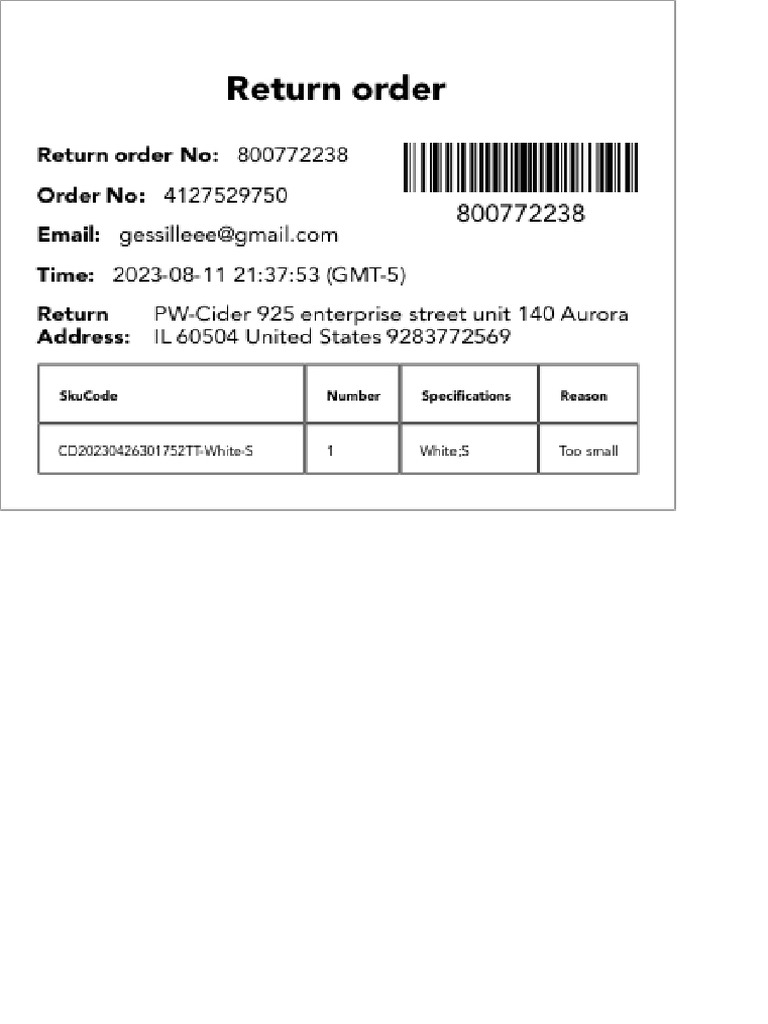 Return Order | PDF