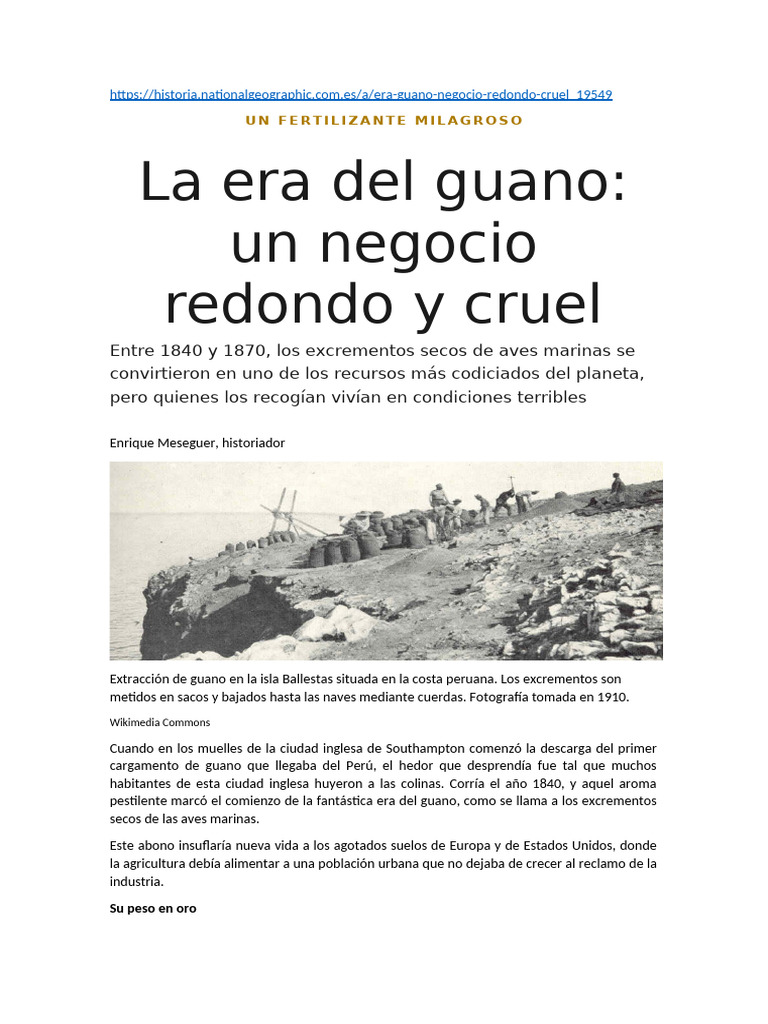 La Era Del Guano | PDF | Perú | Fertilizante