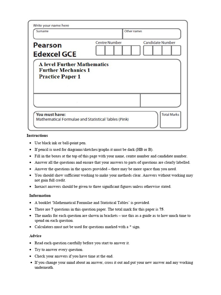 Practice Paper 1 - For Teachers | PDF | Mass | Angle