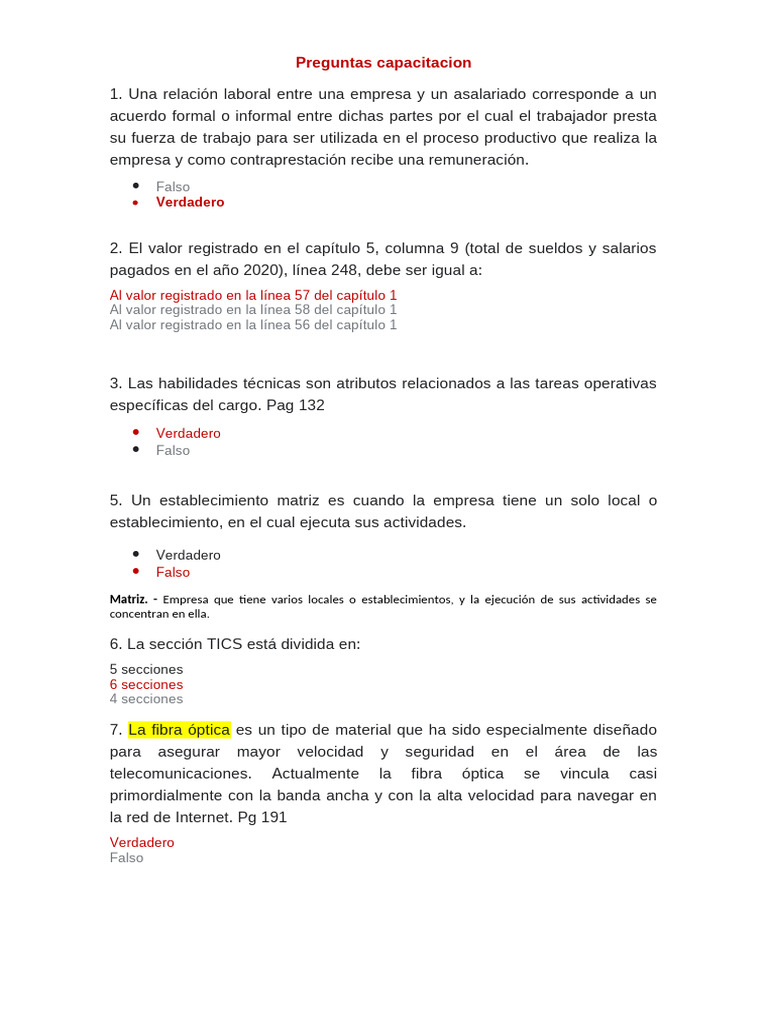 Preguntas sobre Capacitación Laboral y TICS | PDF | Residuos | Business