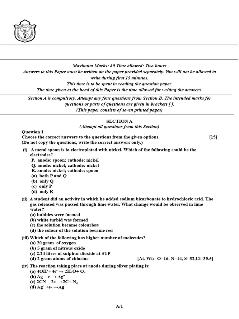 Class X Chemistry Pre-Board Exam 2024-25 | PDF | Acid | Oxide