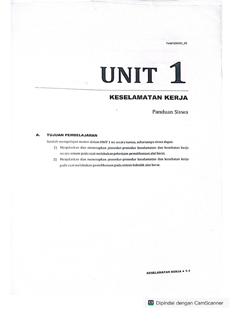 Unit 1 Keselamatan Kerja | PDF