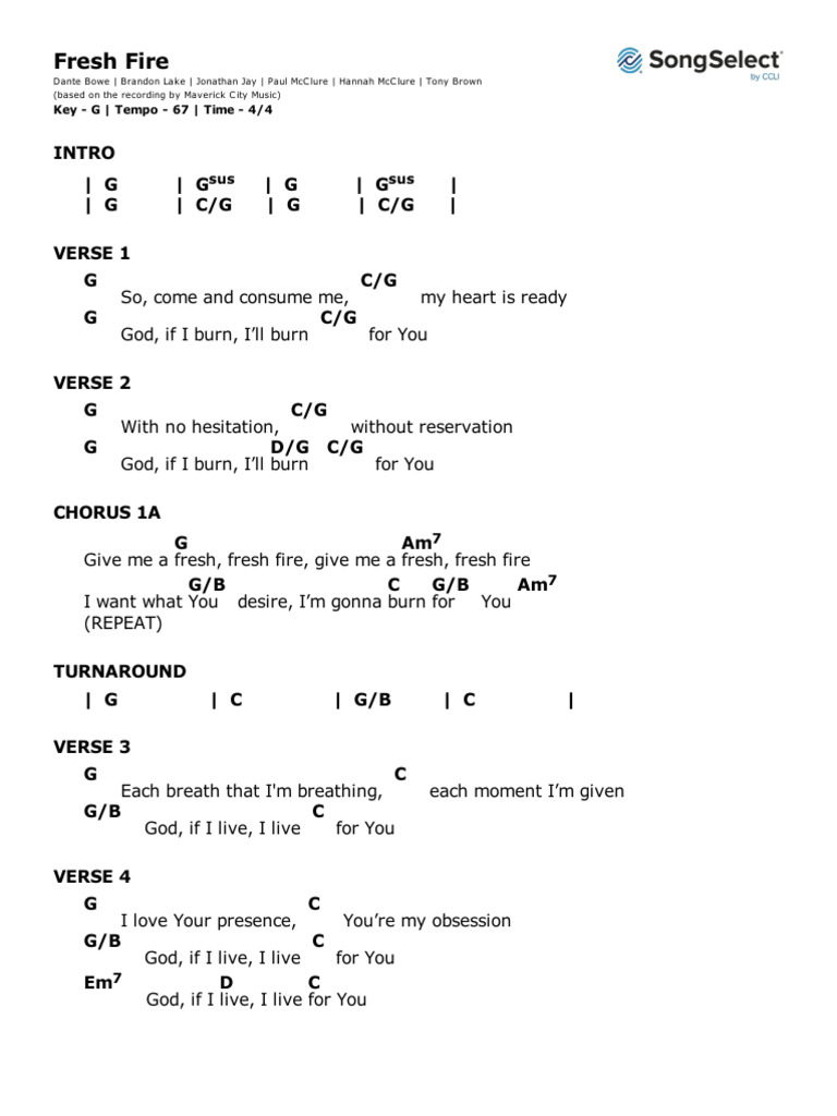Fresh Fire Lyrics and Chords | PDF | Christian Music