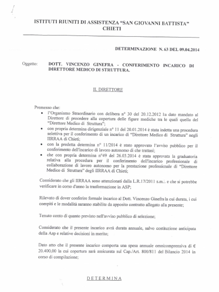 Determina Incarico | PDF