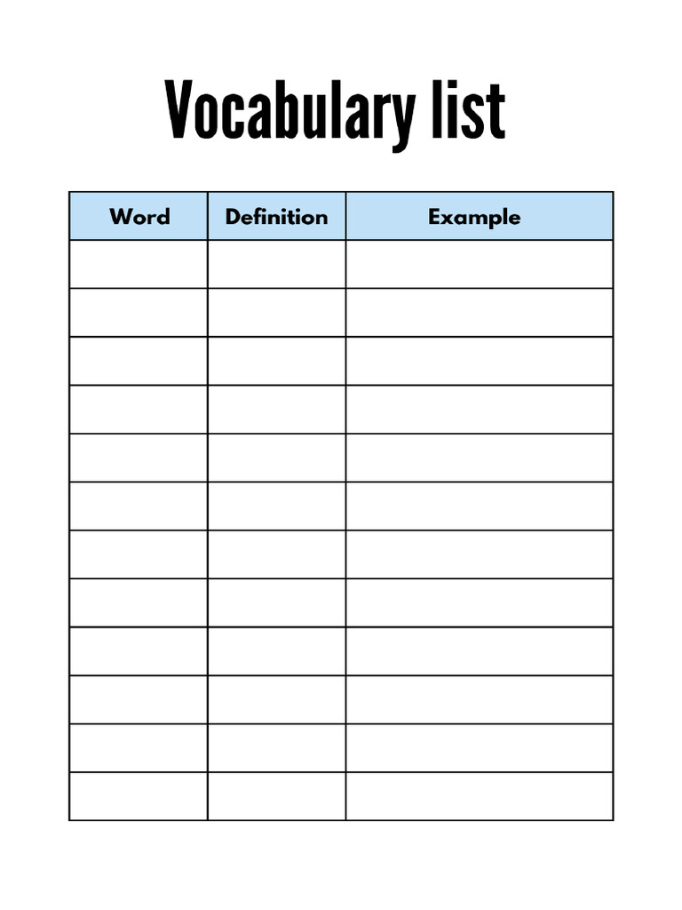 Vocabulary in Context Sheet-Pastel Blue | PDF