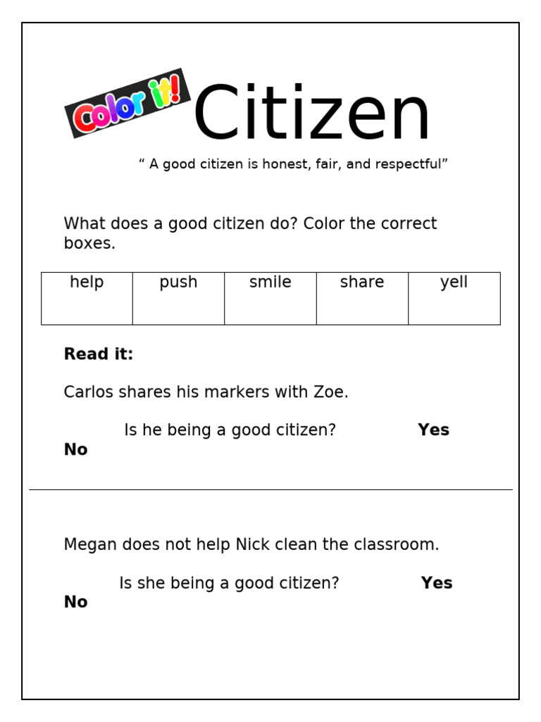 Citizens Everywhere Worksheet | PDF