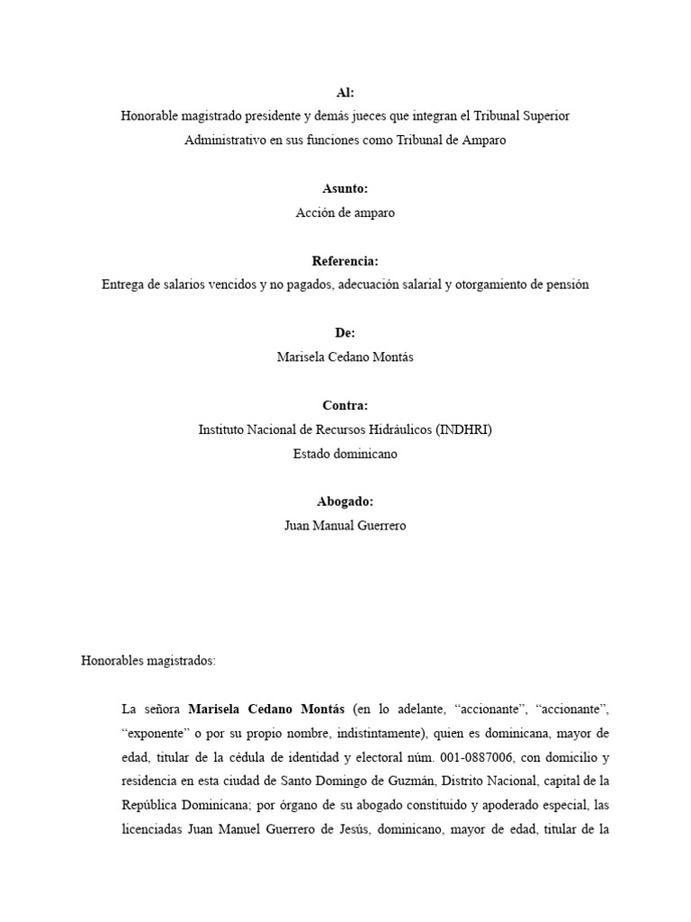 Acción de Amparo Addy | PDF | Salario | Pensión