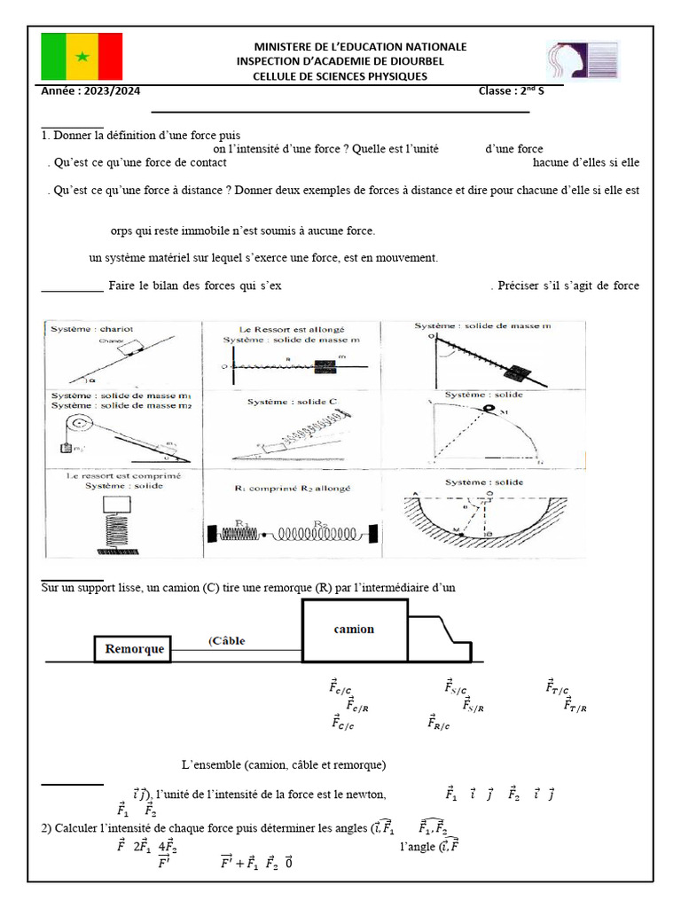 Travaux Dirigés sur les Forces en Physique | PDF | Obliger | Physique