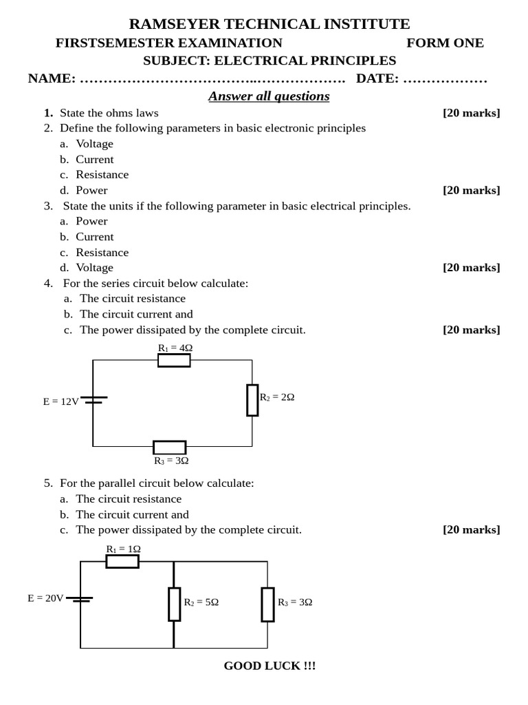 Ramseyer-Electrical Principles Questions 1&2 | PDF