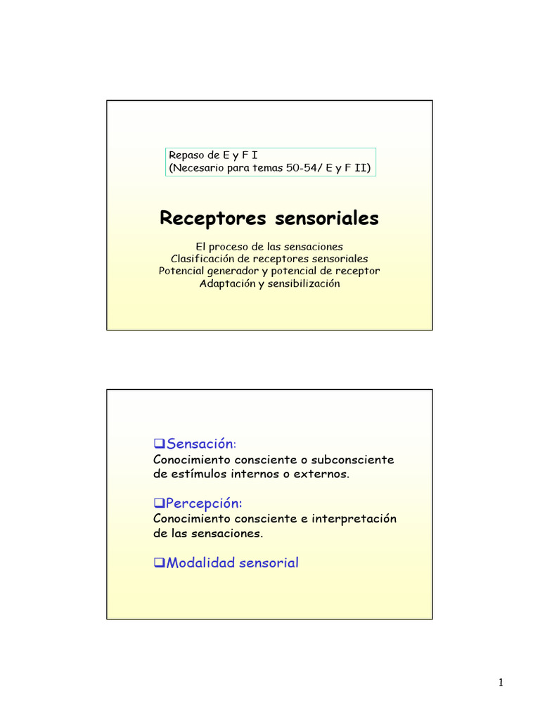 Clasificación de Receptores Sensoriales | PDF | Sentidos | Sistema nervioso