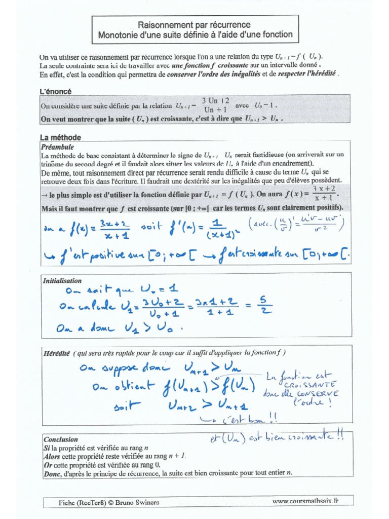 Raisonnement Par Recurrence Et Utilisation Fonction 1 | PDF