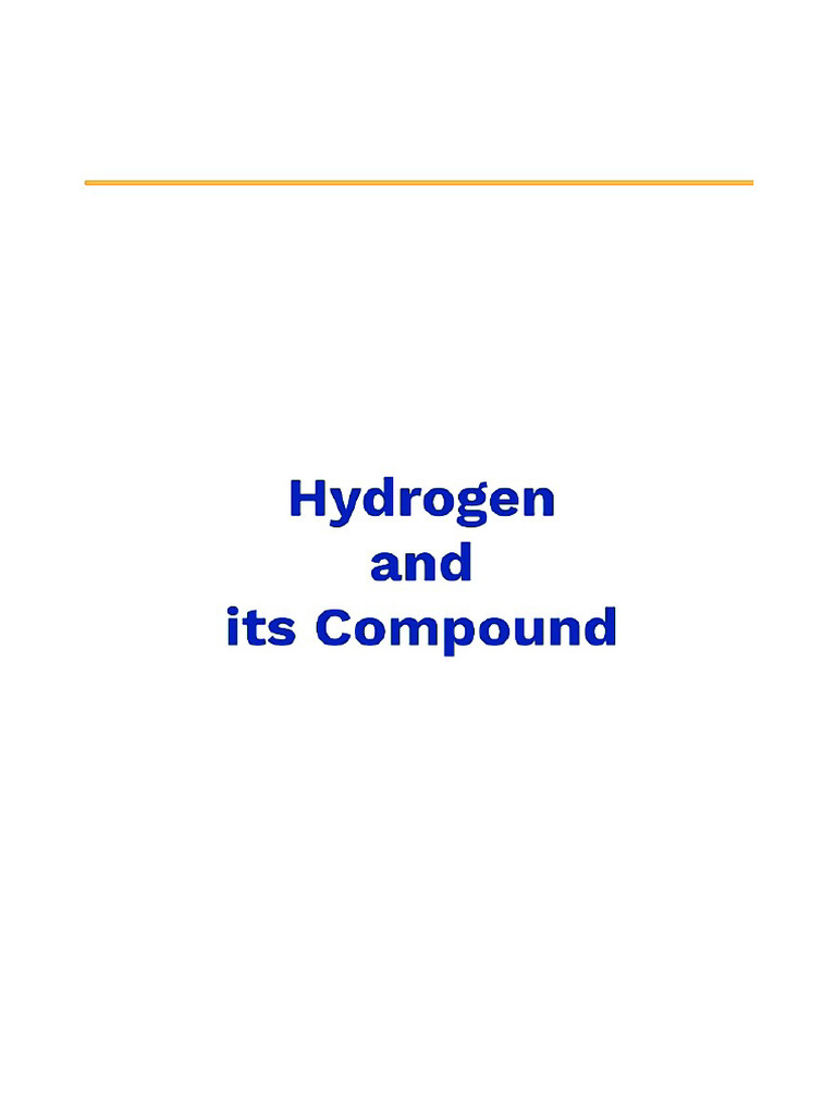 Hydrogen and Its Compounds | PDF
