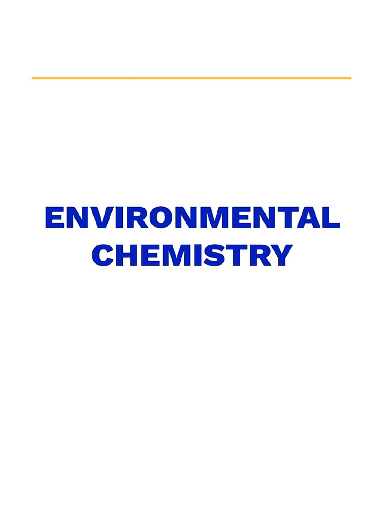 Environmental Chemistry | PDF