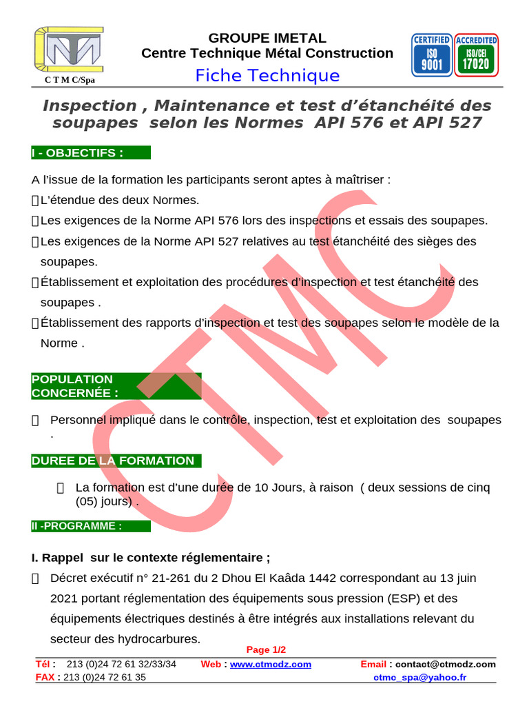 Inspection et Tests selon API 527 et 576 | PDF