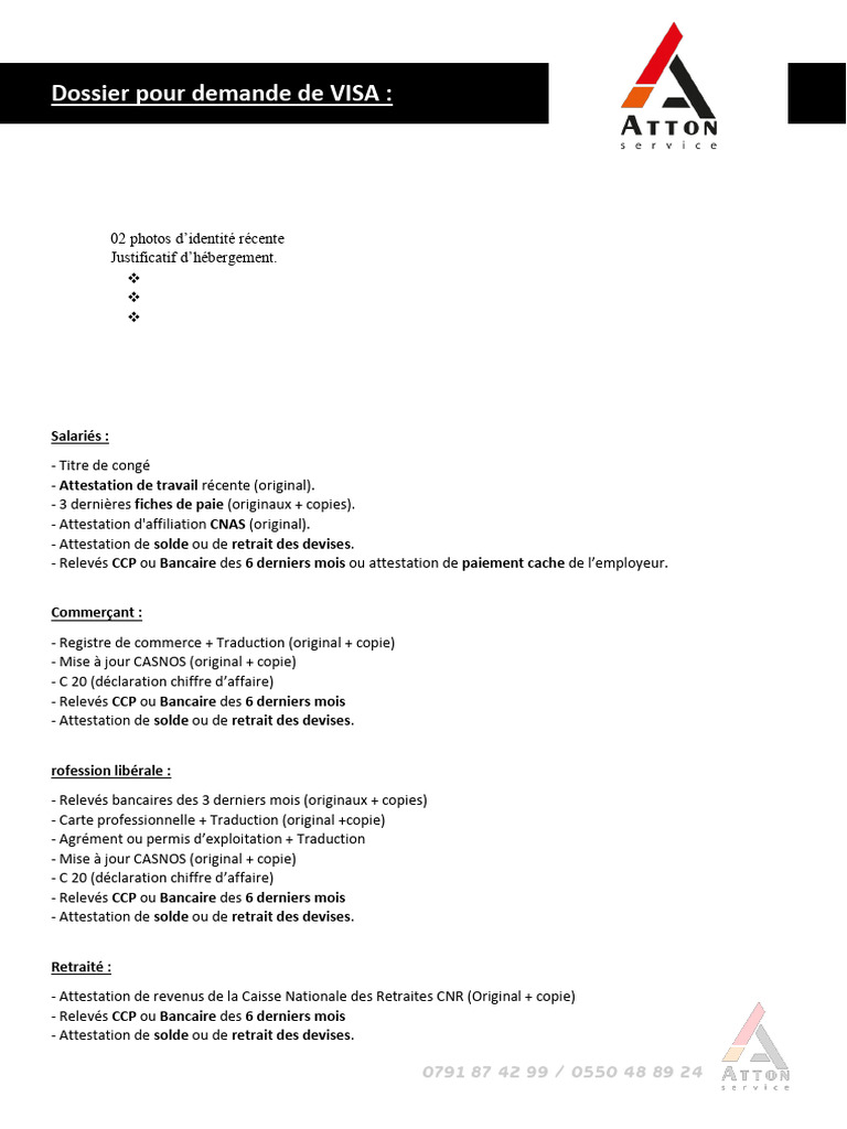Dossier de demande de VISA (3) | PDF | Visa (Document) | Banques