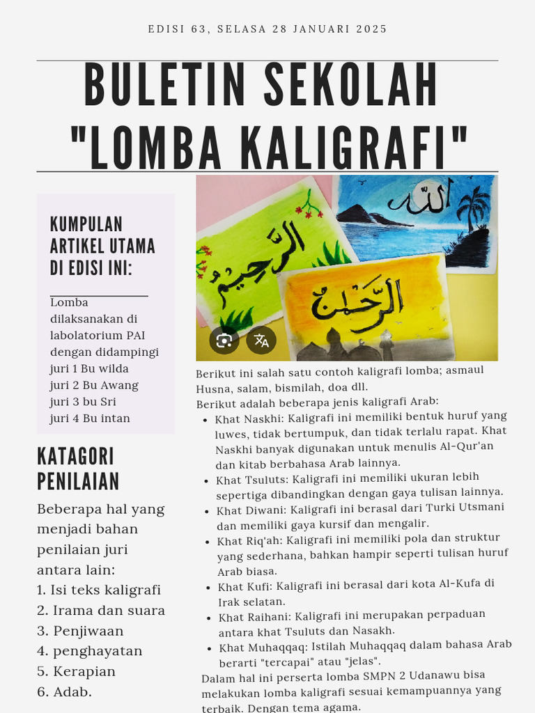 Buletin Sekolah Lomba Adzan 20250126 052727 0000 | PDF