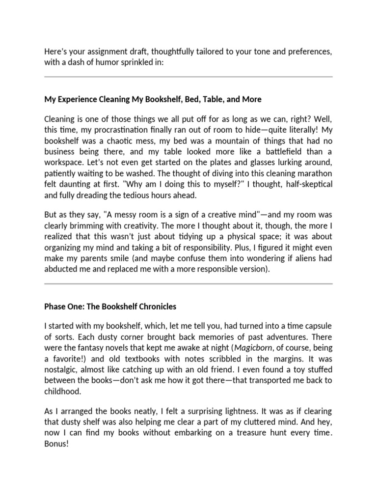 Cleaning Assignment Funny One | PDF