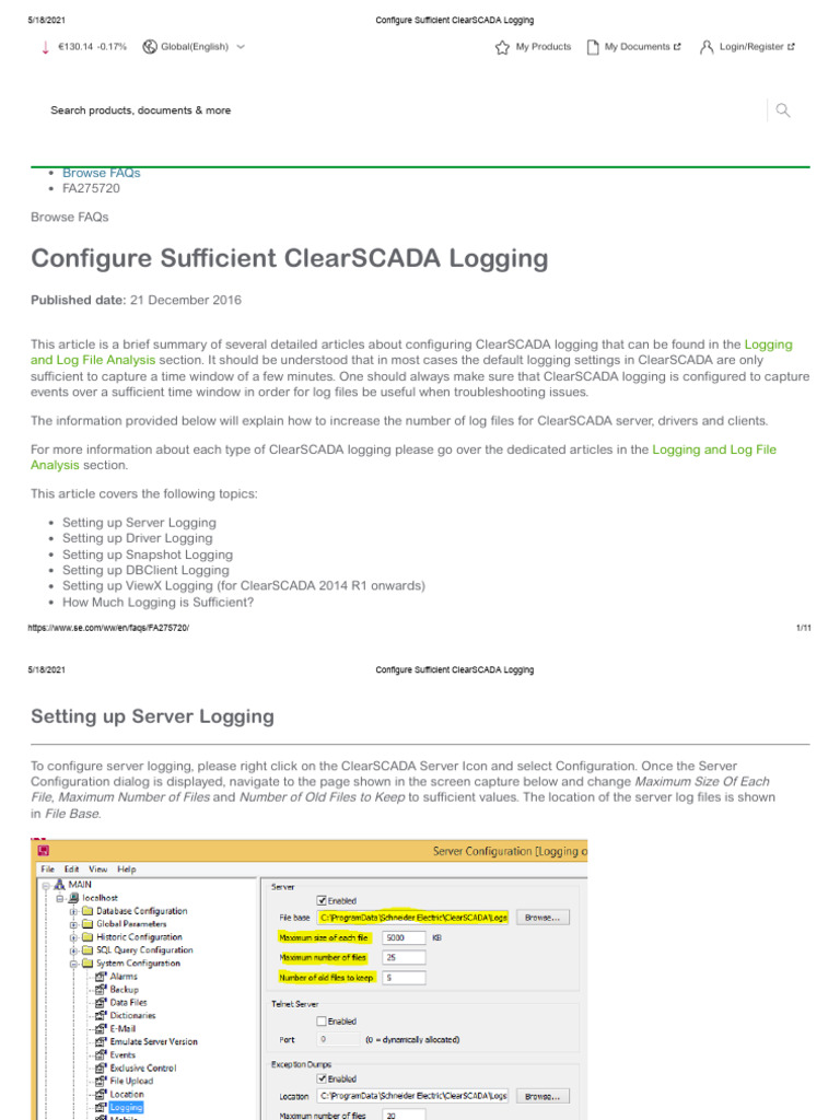 Configure Sufficient ClearSCADA Logging | PDF | Windows Registry | Information Technology