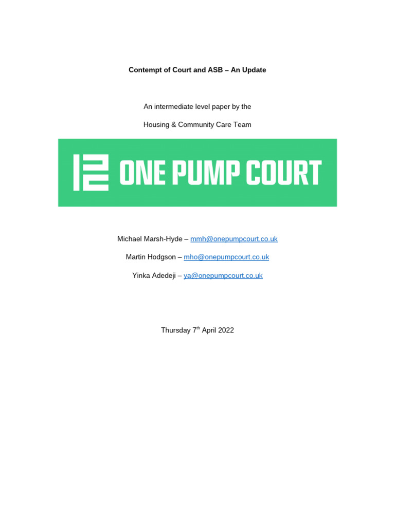 Committal and ASB An Update April 2022 | PDF | Contempt Of Court ...