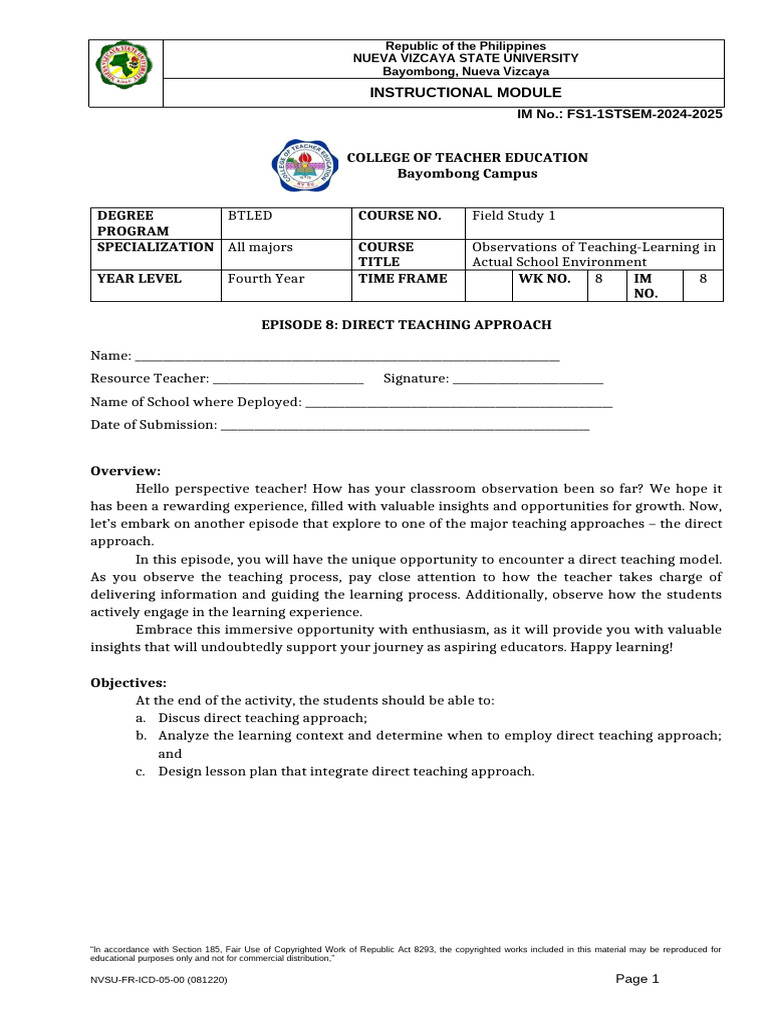 FS-1_Episode-8 | PDF | Teachers | Learning