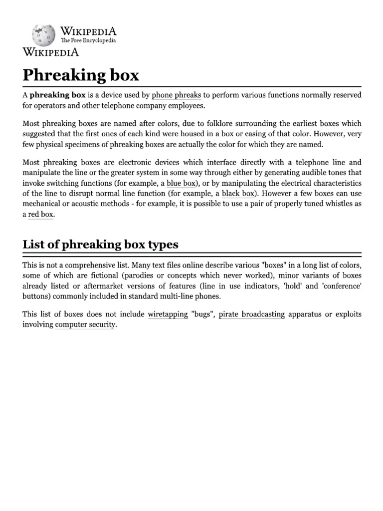 Phreakboxes | PDF