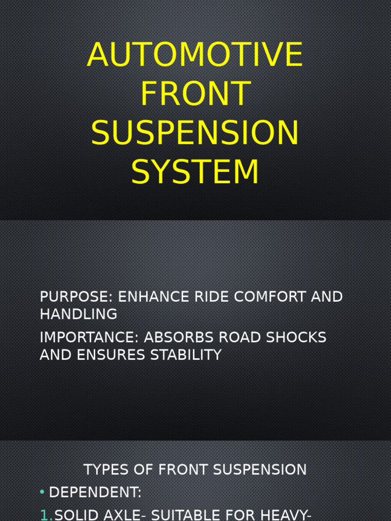 Automotive Front Suspension System | PDF