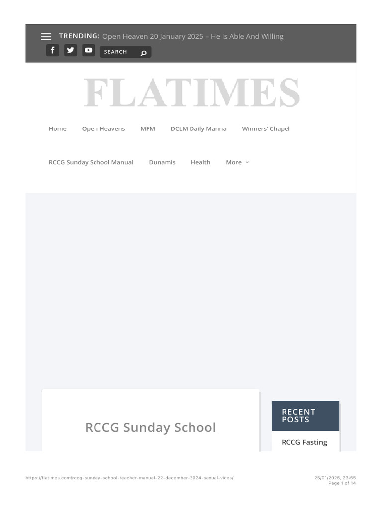 RCCG Sunday School Teacher Manual 22 December 2024 - Sexual Vices FLATIMES | PDF | Human Sexual ...