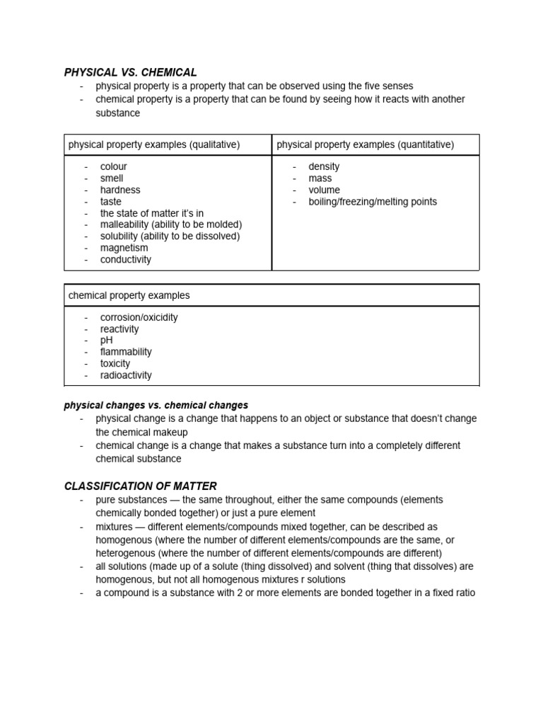 chemistry notes (SNC1W) | PDF | Chemical Substances | Chemical Compounds
