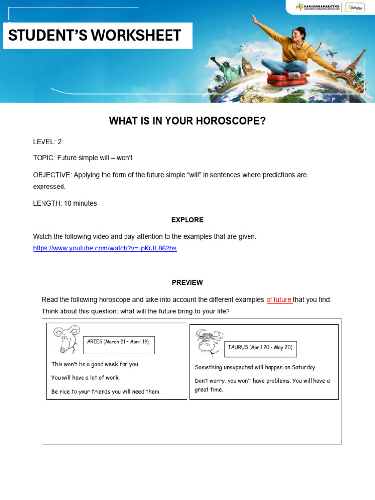 Student Horoscope Predictions Worksheet | PDF | Astrological Sign ...