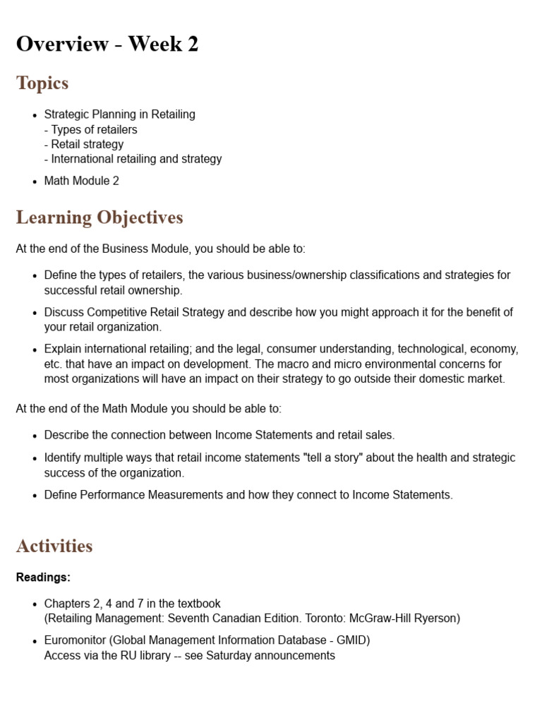 CRMG200, Module 2 - Overview | PDF | Retail | Franchising