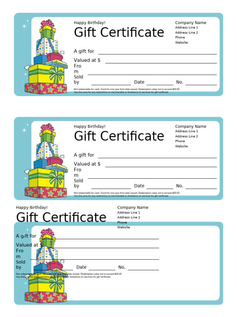 Birthday Gift Certificate | PDF | Gift Card | Philanthropy