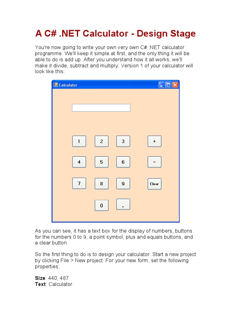 A C# .NET Calculator - Design Stage | PDF | Typefaces | Calculator