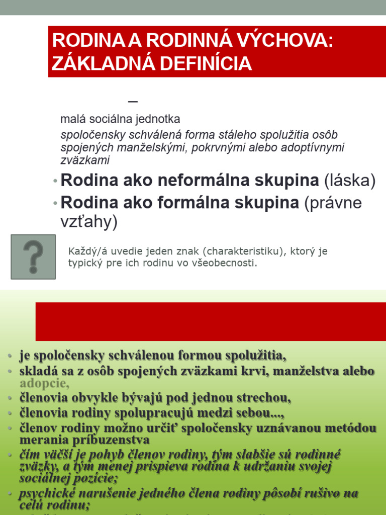 Rodina A Jej Charakteristika - A4 | PDF