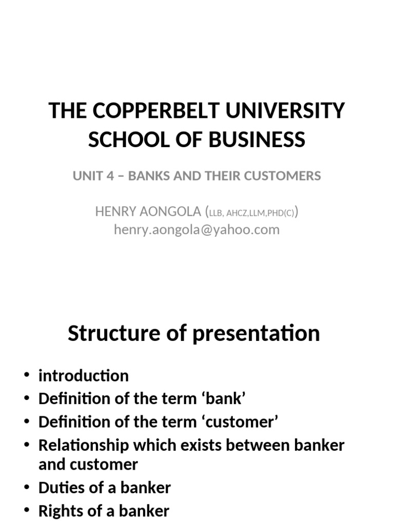 Unit 4 - Banks and Their Customers | PDF | Banks | Debt