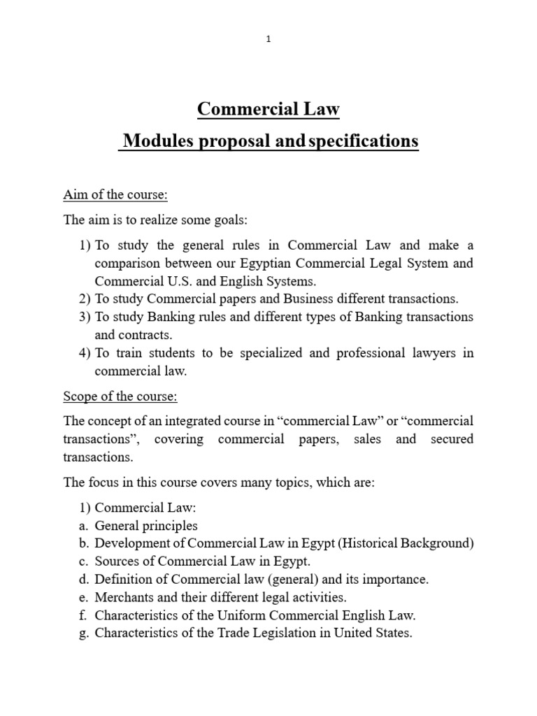 Commercial Law Modules Proposal and Specifications | PDF | Banks | Business