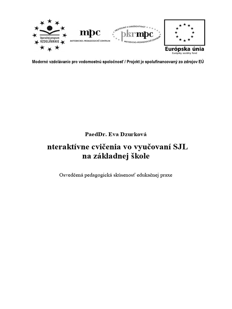 1 Ops Dzurkova Eva - Interaktivne Cvicenia Vo Vyucovani SJL | PDF