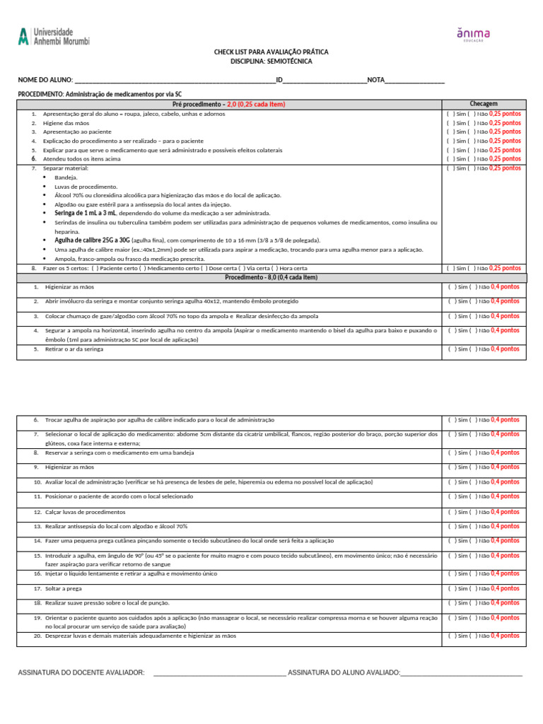 Checklist - SC | PDF